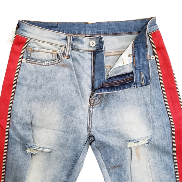 Yung Rich Nation | Jeans | Yrn Thugger Red Stripe Jeans Distressed ...